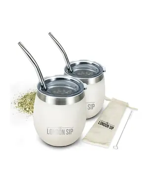 THE LONDON SIP Yerba Mate Cup Set, 8 Oz White