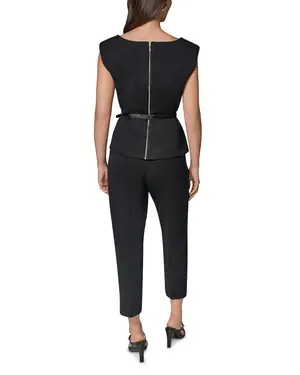 Donna Karan New York Sleeveless Peplum Top With Square Neckline