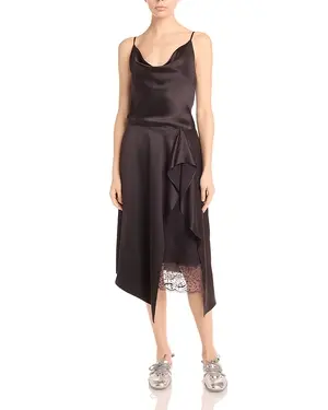 Acne Studios Lace Trim Slip Dress - Dark Brown