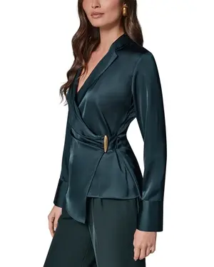 Donna Karan New York Hardware Trim Side Ruched Blouse