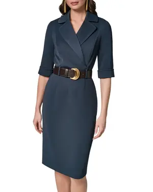 Donna Karan New York Belted Notched Lapel Dress