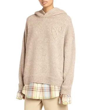 Acne Studios Layered Look Wool Blend Hoodie - Medium Beige