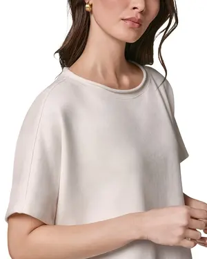 DONNA KARAN WEEKEND Donna Karan Luxe Cotton Dolman Sleeve Boat Neck Sweater