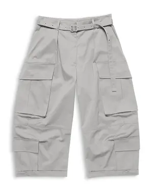 Acne Studios Cotton Stretch Cargo Trousers With Belt - Light Grey