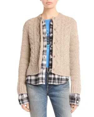 Acne Studios Cable Knit Cardigan Sweater - Medium Beige