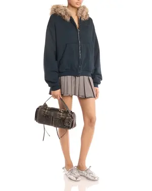 Acne Studios Faux Fur Trim Zip-up Sweatshirt