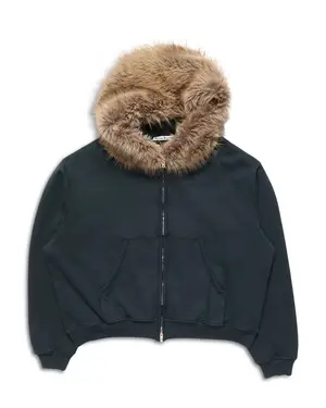 Acne Studios Faux Fur Trim Zip-up Sweatshirt
