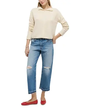 ALEX MILL Cashmere Funnel Neck Cardigan - Cloud