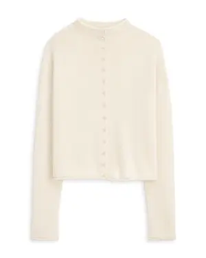 ALEX MILL Cashmere Funnel Neck Cardigan - Cloud