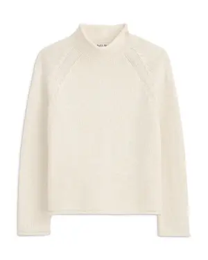 ALEX MILL Eastport Cotton Mock Neck Sweater - Marled Ivory