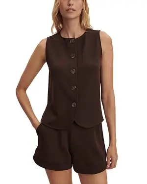 Varley Button Through Tank Top - Coffee Bean