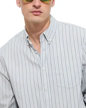 ALEX MILL Striped Cotton Poplin Long Sleeve Shirt