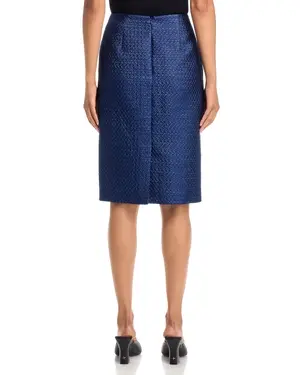 Rickie Freeman For Teri Jon Shimmer Basket Weave Jacquard Skirt