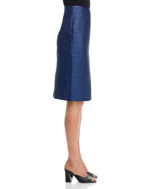 Rickie Freeman For Teri Jon Shimmer Basket Weave Jacquard Skirt