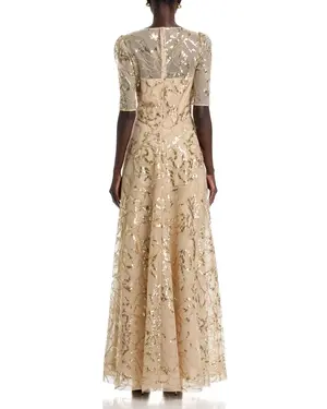 Rickie Freeman For Teri Jon Sequined Embroidered Tulle Gown