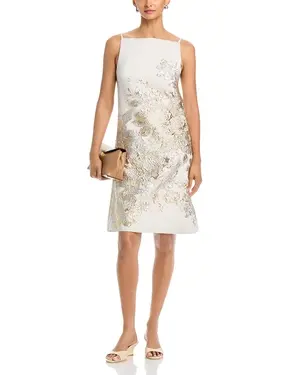 Rickie Freeman For Teri Jon Metallic Jacquard Floral Dress