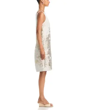 Rickie Freeman For Teri Jon Metallic Jacquard Floral Dress