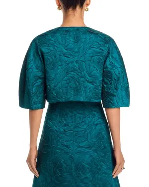 Rickie Freeman For Teri Jon Jacquard Embossed Bolero With Rhinestone Buttons