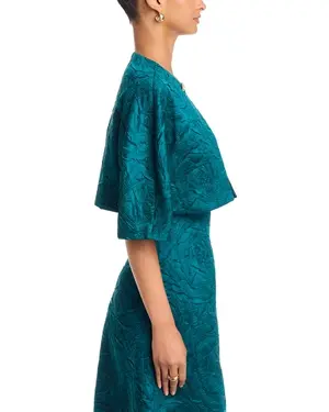 Rickie Freeman For Teri Jon Jacquard Embossed Bolero With Rhinestone Buttons