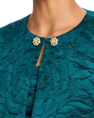 Rickie Freeman For Teri Jon Jacquard Embossed Bolero With Rhinestone Buttons