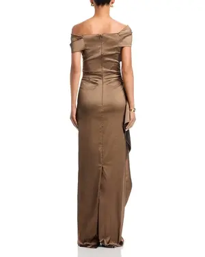 Rickie Freeman For Teri Jon Asymmetrical Taffeta Gown