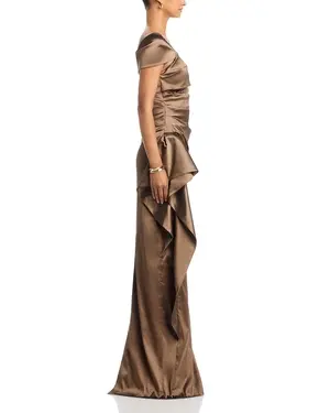 Rickie Freeman For Teri Jon Asymmetrical Taffeta Gown