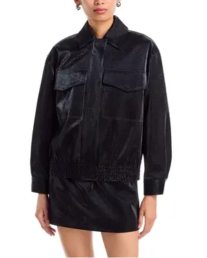 WAYF Walker Faux Leather Bomber Jacket