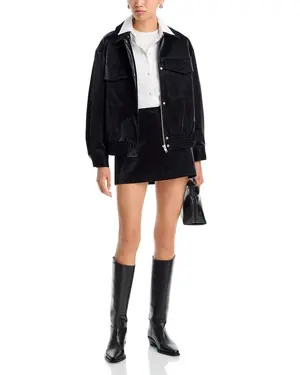 WAYF Walker Faux Leather Bomber Jacket