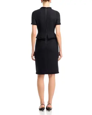 Rickie Freeman For Teri Jon Tweed Fringe Trim Dress