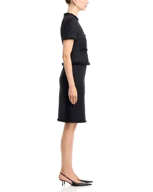 Rickie Freeman For Teri Jon Tweed Fringe Trim Dress
