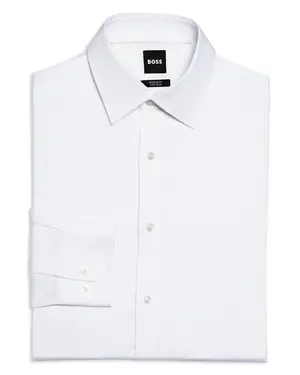 BOSS Joe Diamond Solid Regular Fit Dress Shirt - White