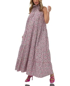 MARIELLE STOKKELAAR Floral Print Maxi Dress With Back Bow Detail