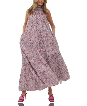 MARIELLE STOKKELAAR Floral Print Maxi Dress With Back Bow Detail