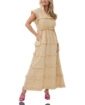 MARIELLE STOKKELAAR Amelie Ruffled Maxi Dress - Beige