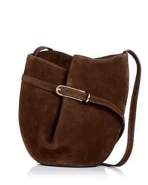 LIFFNER Belted Suede Bucket Bag - Chocolate
