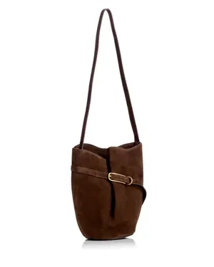 LIFFNER Belted Suede Bucket Bag - Chocolate