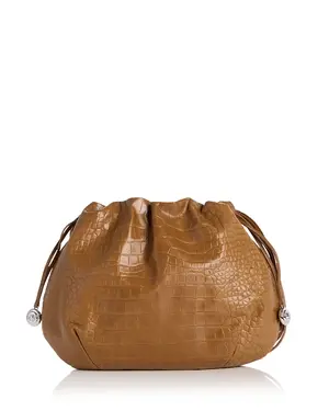 LIFFNER Drawstring Pouch Leather Shoulder Bag - Silver