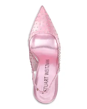 STUART WEITZMAN Glam Xcurve Embellished Slingback Pumps