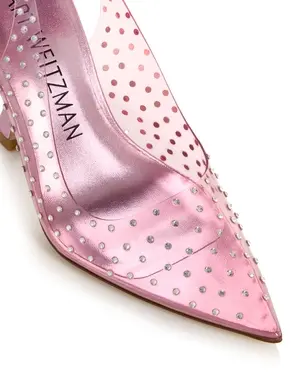 STUART WEITZMAN Glam Xcurve Embellished Slingback Pumps