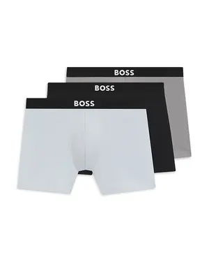 BOSS Cotton Blend Logo Boxer Briefs, Pack Of 3 - Open Blue