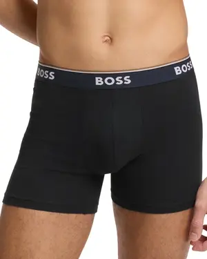 BOSS Cotton Blend Logo Boxer Briefs, Pack Of 3