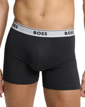 BOSS Cotton Blend Logo Boxer Briefs, Pack Of 3