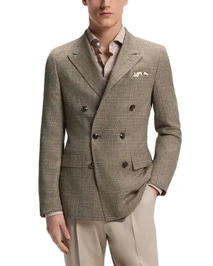 BOSS L-jeff Double Breasted Silk Blend Sport Coat - Medium Brown