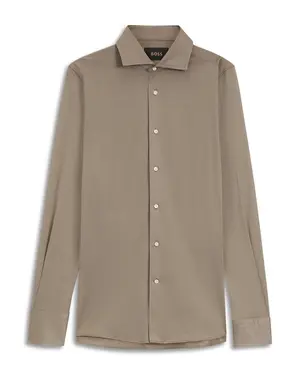 BOSS L-hays Spread Collar Cotton Shirt