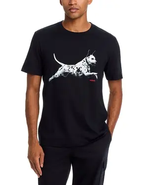 Hugo Dirunn Cotton Dalmatian Graphic T-shirt - Black