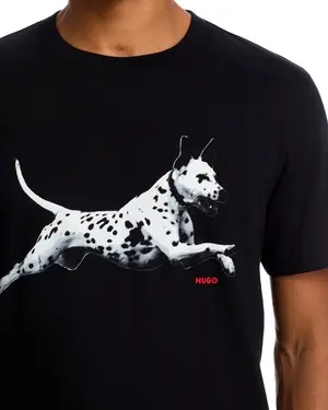 Hugo Dirunn Cotton Dalmatian Graphic T-shirt - Black