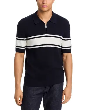 Hugo Sholton Quarter Zip Stripe Polo Shirt