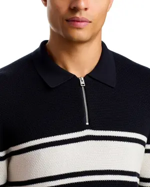 Hugo Sholton Quarter Zip Stripe Polo Shirt