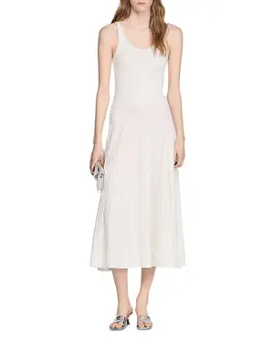 Sandro Boreale Rhinestone Knit Maxi Dress - White
