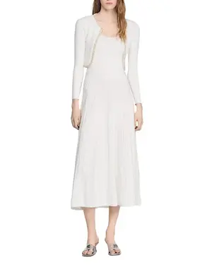 Sandro Boreale Rhinestone Knit Maxi Dress